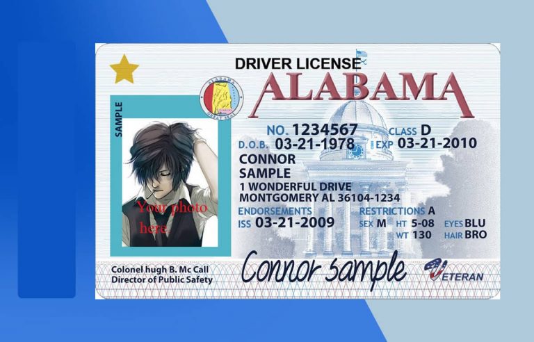 Alabama Drivers License PSD Template – Download Photoshop File