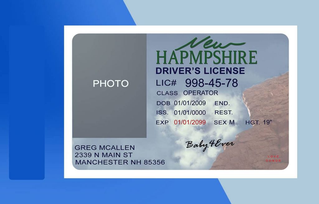 New Hampshire Drivers License PSD Template – Download Photoshop File