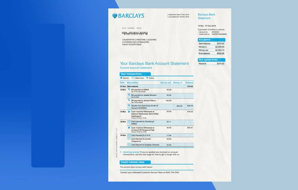 Barclays Bank Statement PSD Template – Download Photoshop File