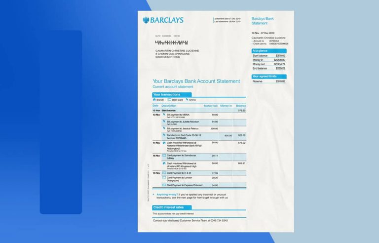 Barclays Bank Statement PSD Template – Download Photoshop File