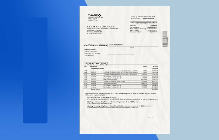 Chase Bank Statement PSD Template – Download Photoshop File