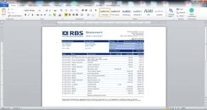 Scotland RBS Bank Statement Template – Download MS Word File