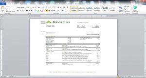 Regions Bank Statement Template – Download MS Word File