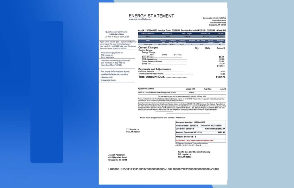 Michigan Utility Bill PSD Template – USA Proof of address