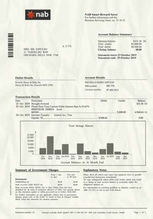NAB Bank Statement PDF Template – Download
