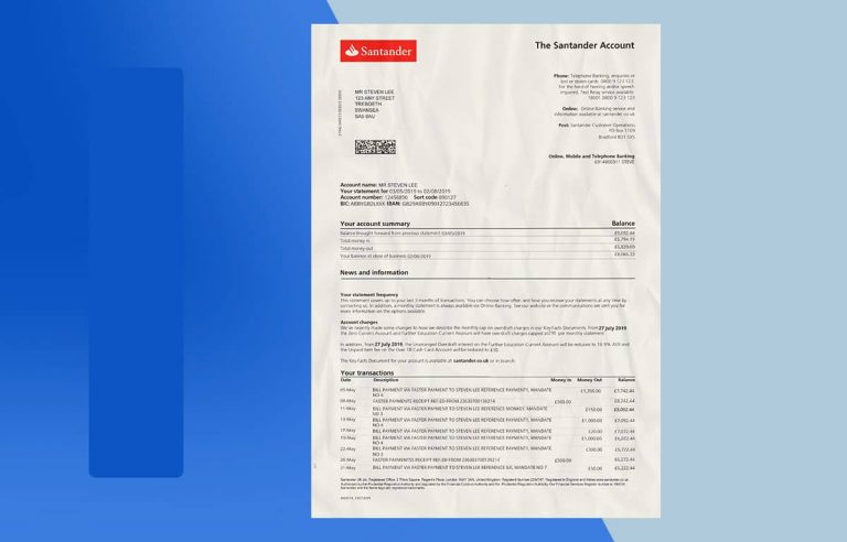 Santander Bank Statement PSD Template – Download Photoshop File