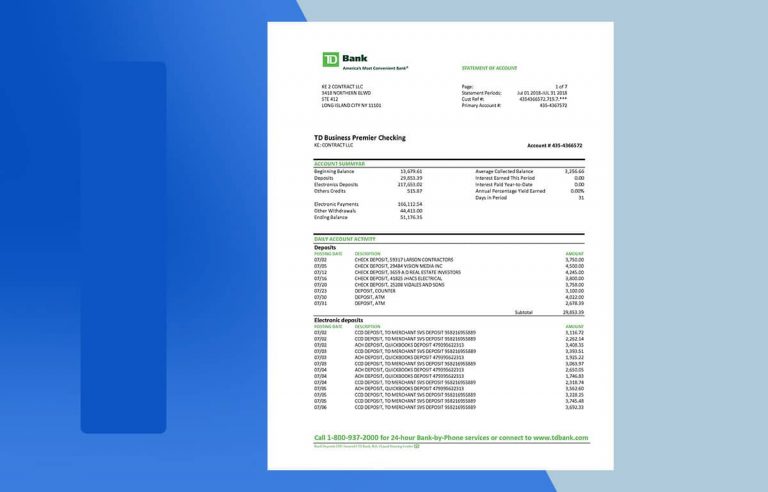 TD Bank Statement Template – Download MS Word File