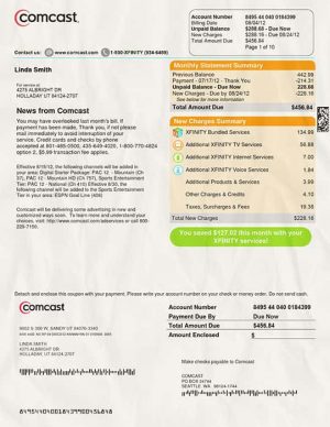 USA Comcast Bill PSD Template (New) – Proof of address