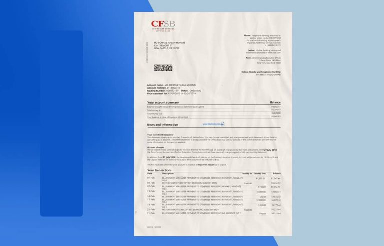 Community Federal Bank Statement PSD Template – Download Photoshop File