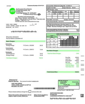 USA Utility Bill PSD Template (Northwestern Rural) – Proof of address