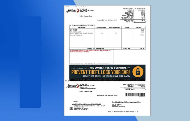 USA Utility Bill PSD Template (Sumter) – USA Proof of address