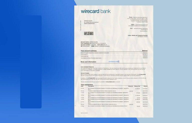 Wirecard Bank Statement PSD Template – Download Photoshop File