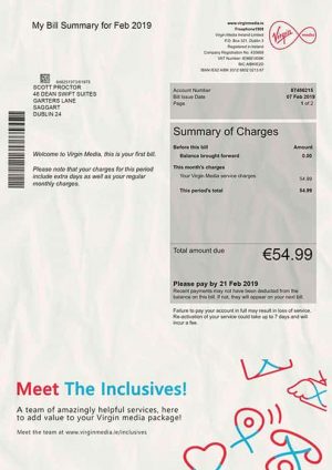 Ireland Utility Bill PSD Template – Proof of address