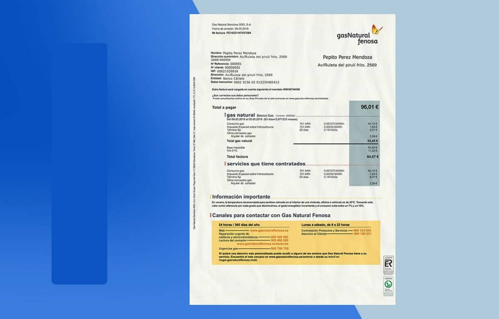Spain Utility Bill PSD Template – Proof of address