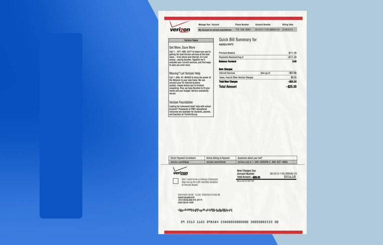 USA Utility Bill PSD Template (Verizon) – Proof of address
