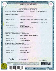 USA Florida Birth Certificate PSD Template – Download Photoshop File