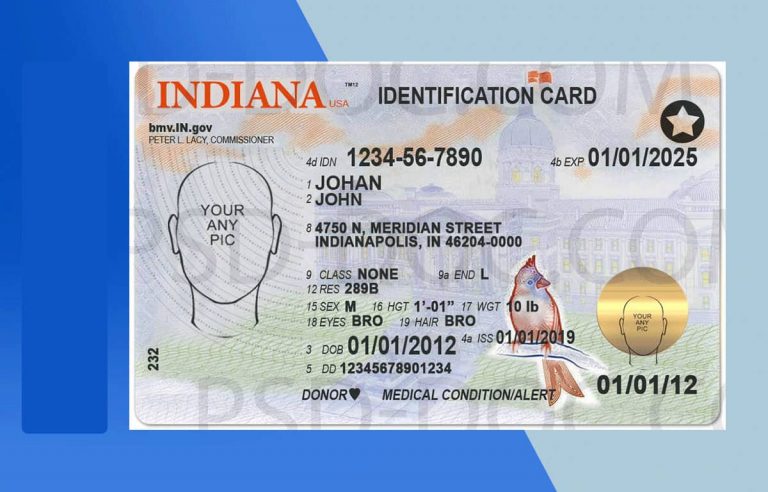 Indiana Drivers License PSD Template (New Edition) – Download Photoshop ...