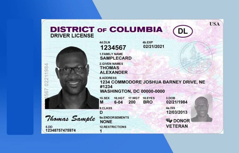 District Of Columbia Drivers License PSD Template – Download Photoshop File