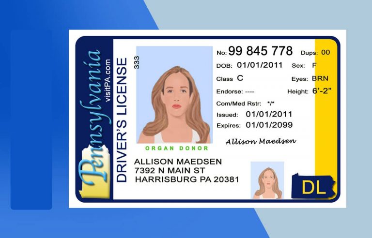 Pennsylvania Drivers License PSD Template – Download Photoshop File