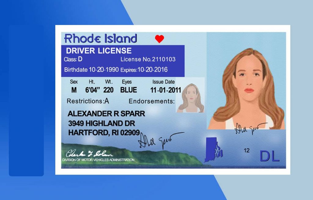 Rhode Island Drivers License PSD Template – Download Photoshop File