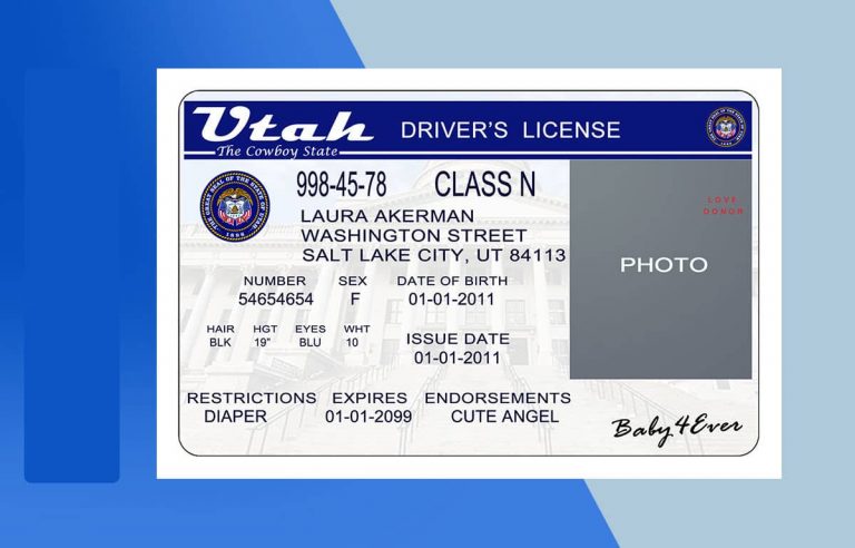 Utah Drivers License PSD Template (V2) – Download Photoshop File